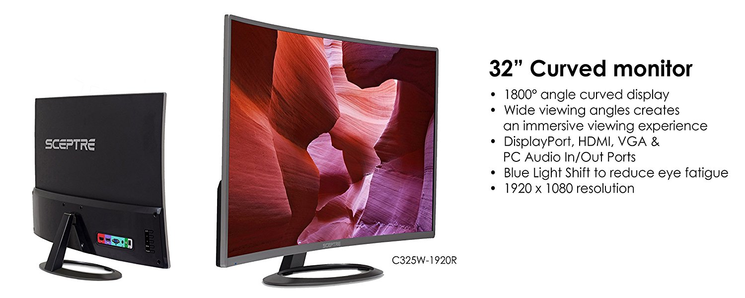 Sceptre E325W-1920R Curved 32-Inch LED Monitor Full HD 1080P HDMI ...