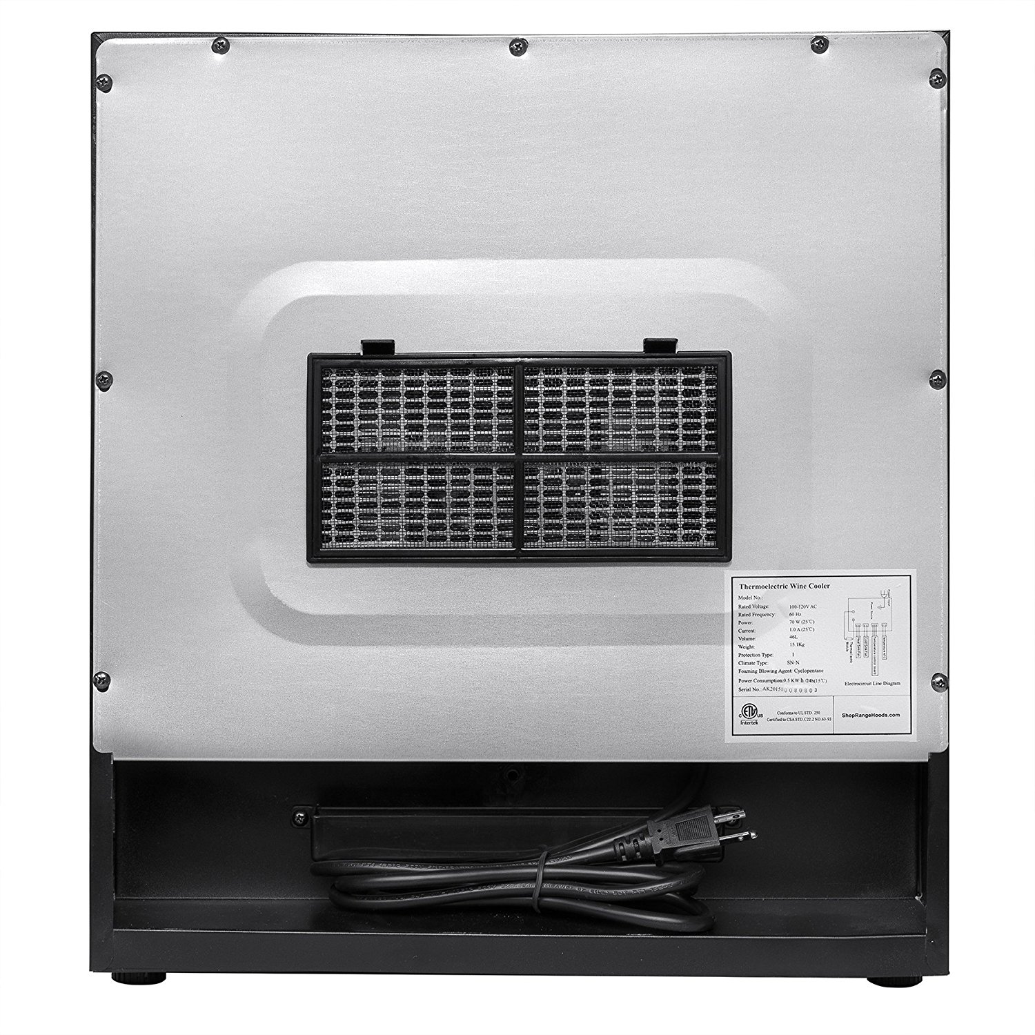 AKDY® 28 Bottle Single Zone Thermoelectric Stainless Steel Freestanding ...