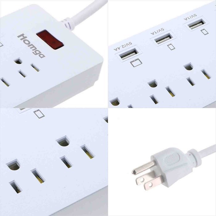 Power Strip, 6-Outlet Surge Protector 6ft Cord Power Strip with 6 Ports ...