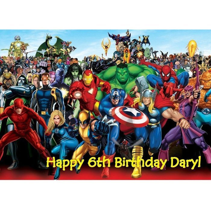 Marvel superheroes edible Image birthday cake topper free image download