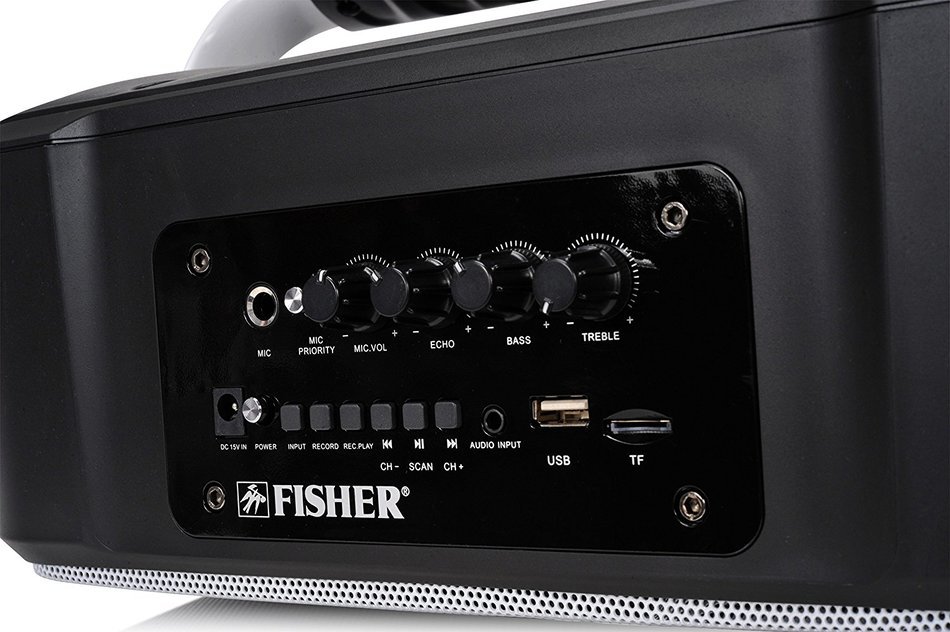 Fisher Wireless Bluetooth Karaoke Boombox System, FM Radio Player ...