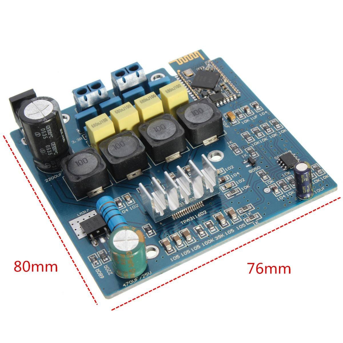 INSMA TPA3116 Bluetooth Amplifier Board Class D 50W*2 Amp Board CSR4.0 ...