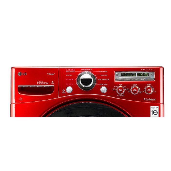 LG "Wild Cherry Red" Steam Laundry Pair with Matching Pedestals and ...