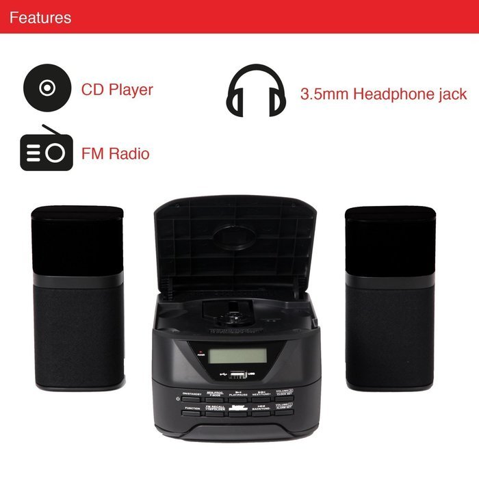Duronic RCD017 Micro Hi-Fi Audio System with CD/MP3 CD/USB/FM Radio/AUX ...