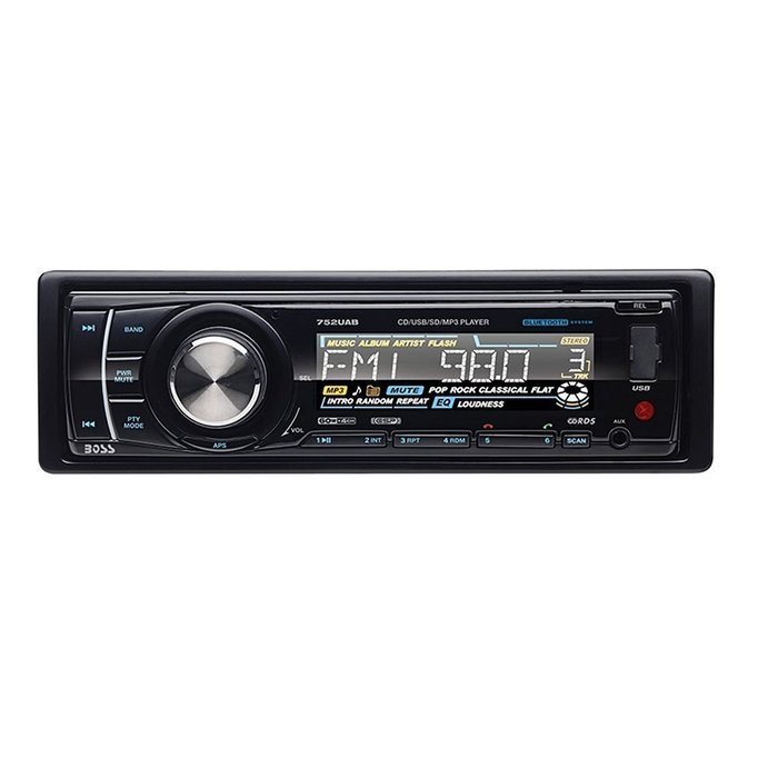 BOSS AUDIO 752UAB Single-DIN In-Dash CD AM/FM Receiver with Bluetooth ...