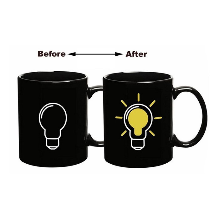 MuLuo Bulb Color Changing Mug Ceramic Cup Temperature Changing Color ...
