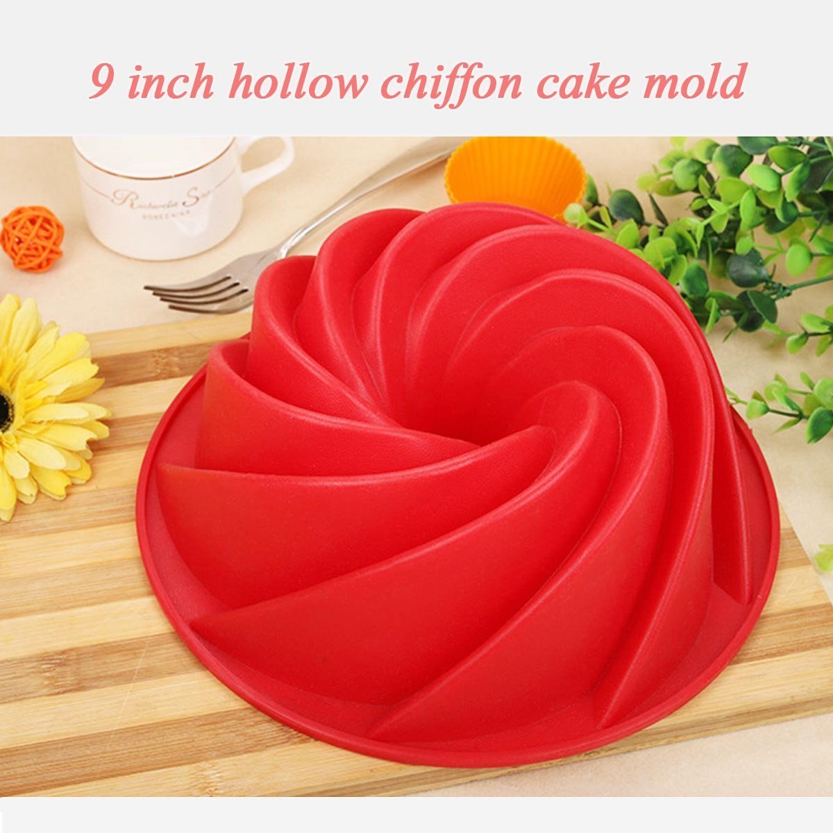 Ckeyin 9 Inch Rose Shaped Cake Pan Silicone Mold Cake Bakeware Baking ...