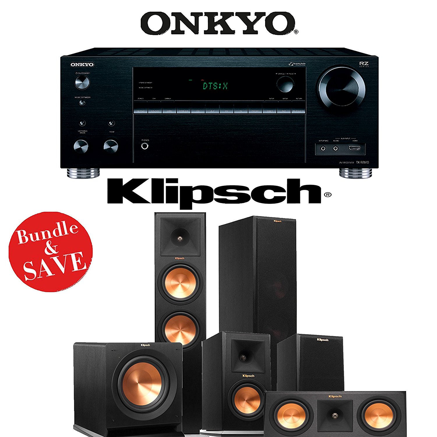 Onkyo TX-RZ610 7.2-Channel Network A/V Receiver + Klipsch RP-250F ...
