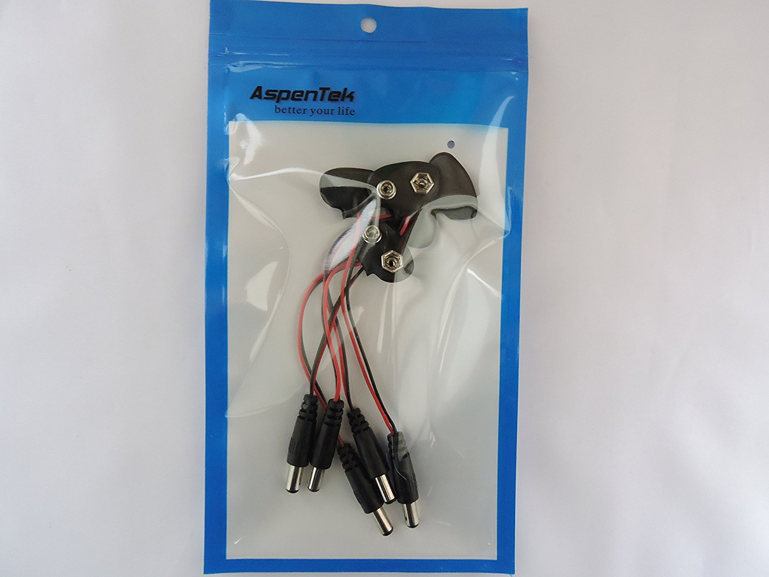 AspenTek 9v Battery Clip Snap Accessories with 2.1 X 5.5mm Male Dc Plug ...