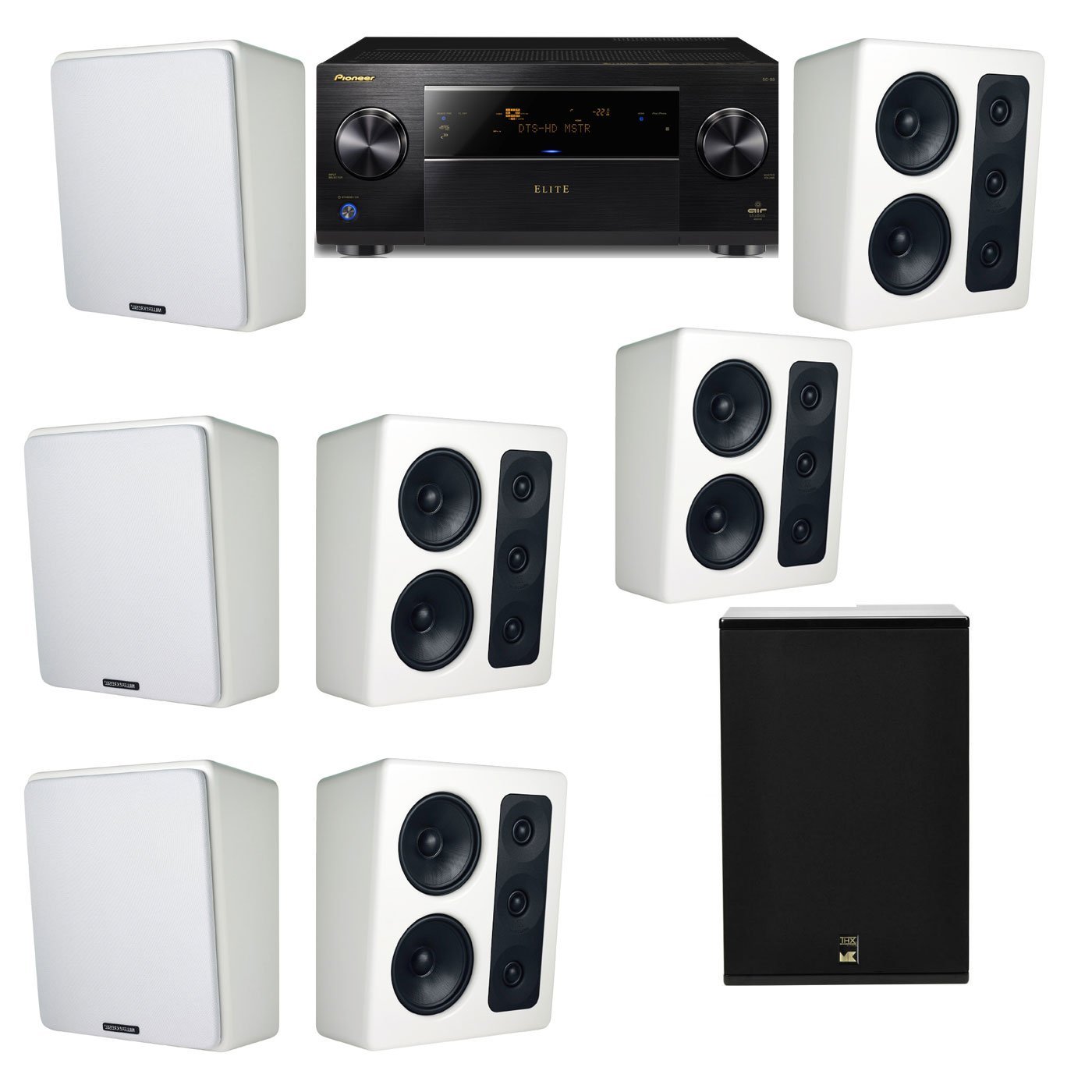 M&K Sound MP300 White Monitor Speaker 7.1 X12 Pioneer Elite SC-89 free ...