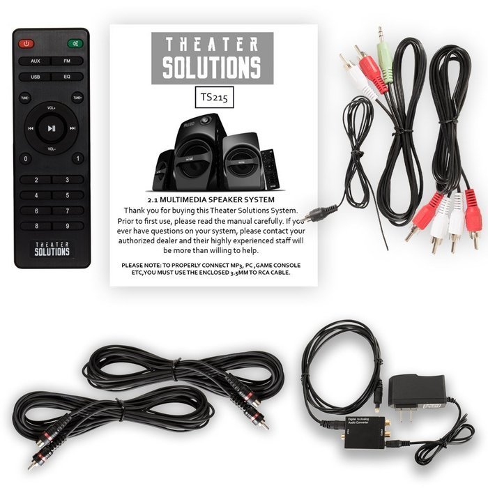 Theater Solutions TS215 Home 2.1 Speaker System Optical Input FM Tuner ...