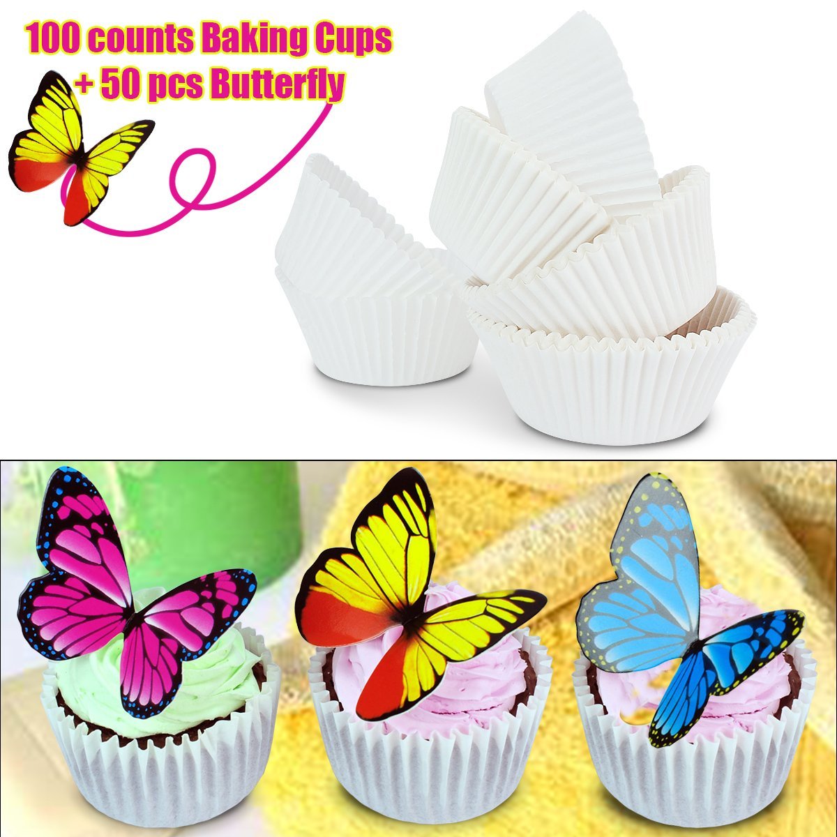 ForPeak Standard Size White Cupcake Paper Baking Cup Pack Cup Liners ...