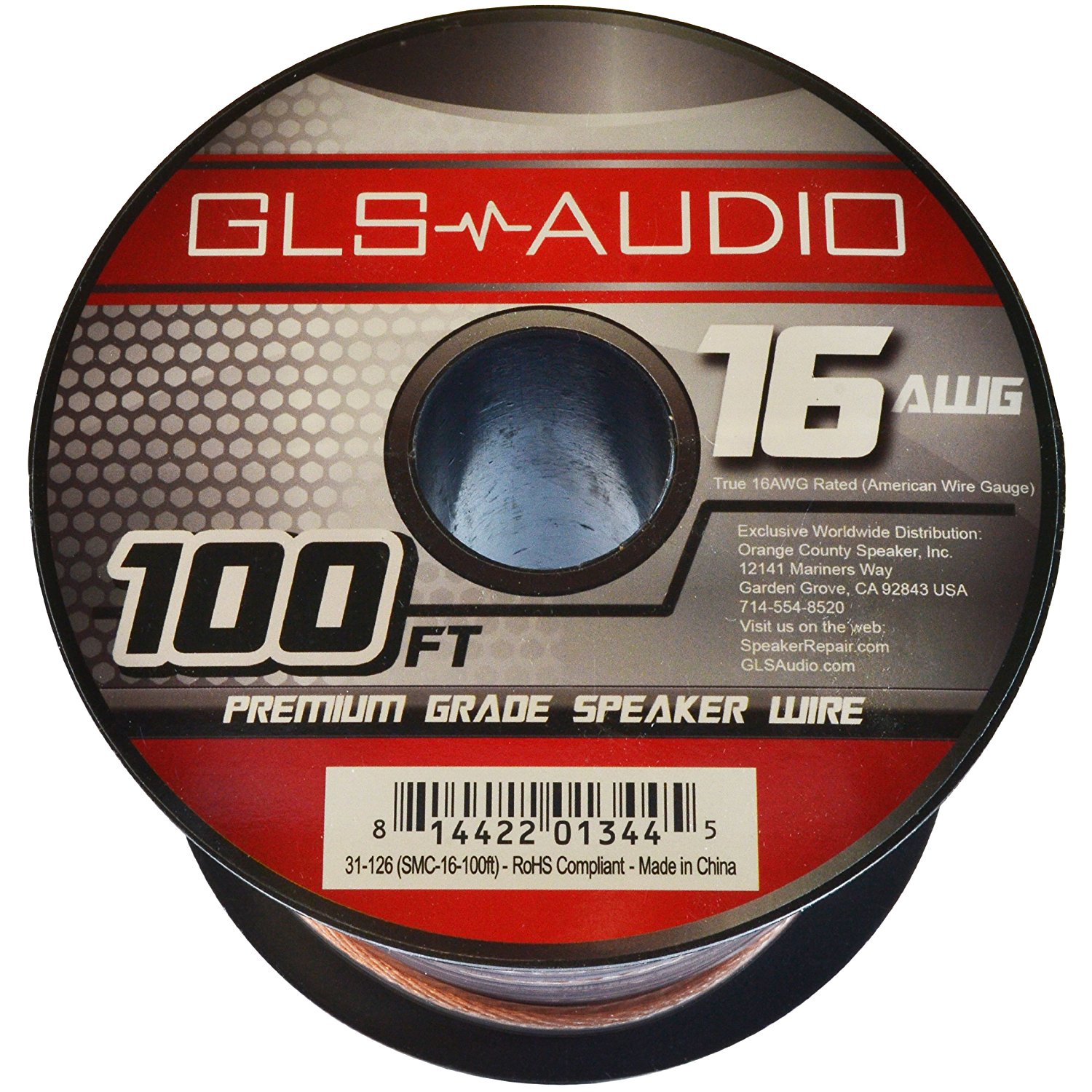 GLS Audio Premium 16 Gauge 100 Feet Speaker Wire - True 16AWG Speaker ...
