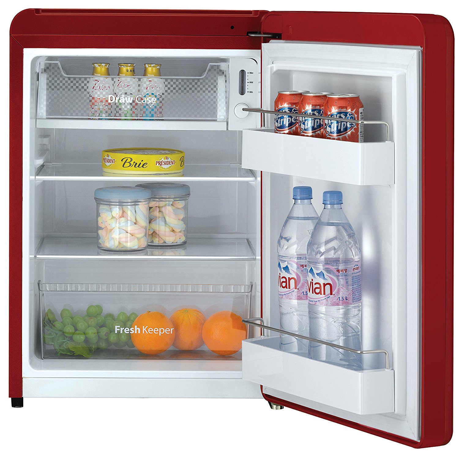 Daewoo Retro Compact Refrigerator 2.8 Cu Ft, Pure Red N2 free image ...