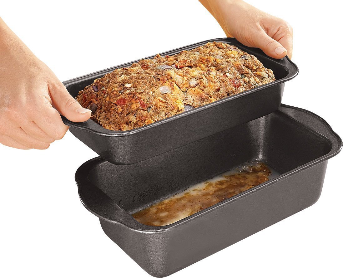 2 PIECE LOW FAT NON-STICK MEATLOAF PAN SET free image download