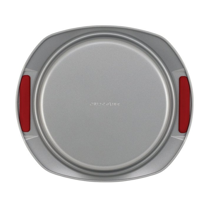 Cake Boss Deluxe Nonstick Bakeware 9-Inch Round Cake Pan, Gray with Red ...