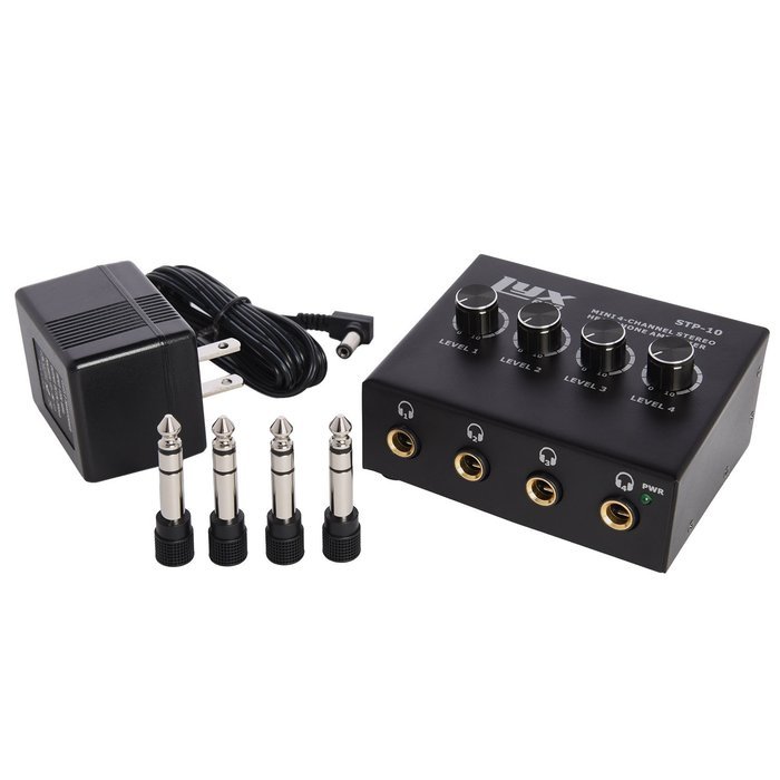 LyxPro STP10 Compact 4 Channel Headphone Amplifier 1/4" and 3.5mm (Mini ...