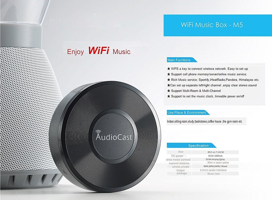 Generic M5 Airplay Dlna Qplay Airmusic WiFi Audiocast Receiver Wireless ...