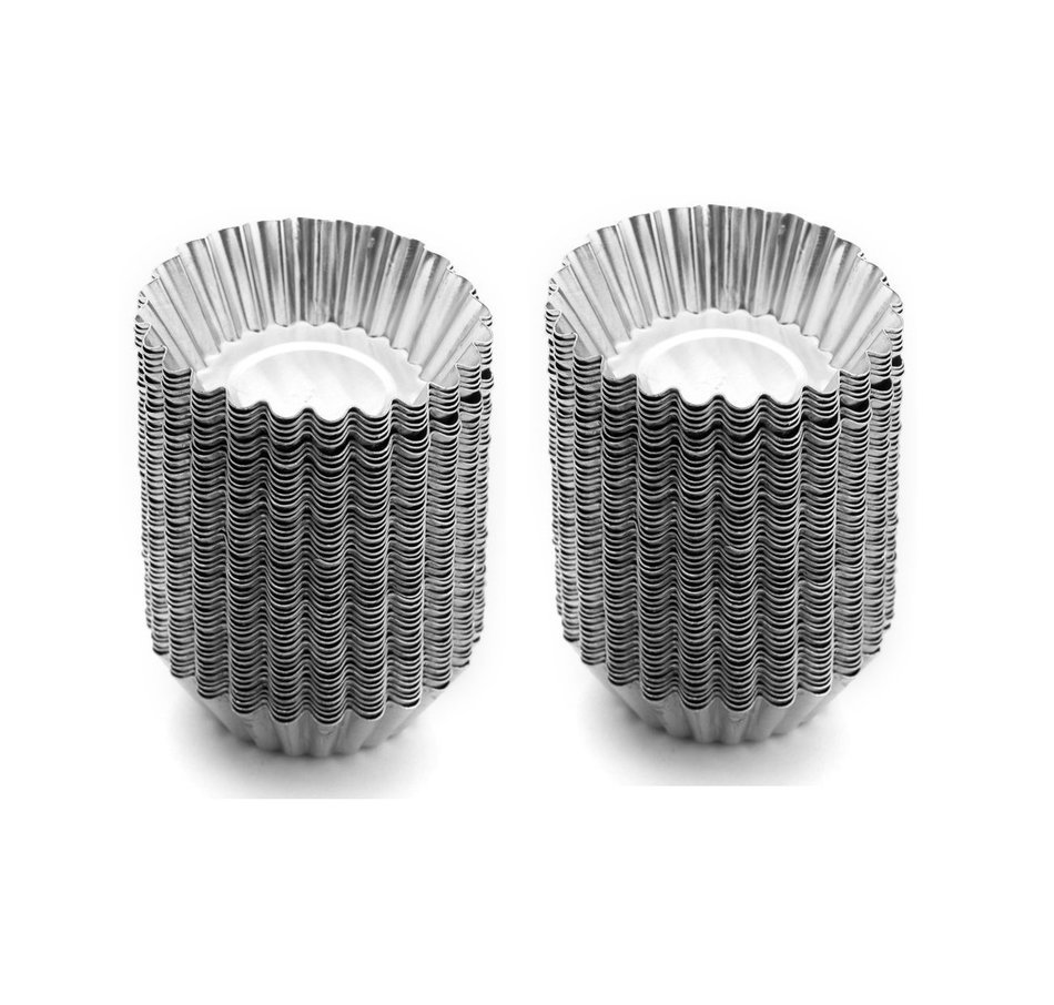 Smartkitch 100 Pcs Egg Tart Aluminum Cake Cups Tart Pudding Jello Mold