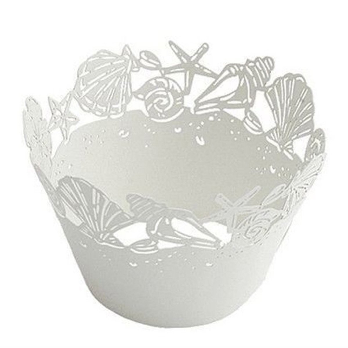 24pcs Sea Shells Seashell Laser Cut Cupcake Wrappers Decoration Wedding ...