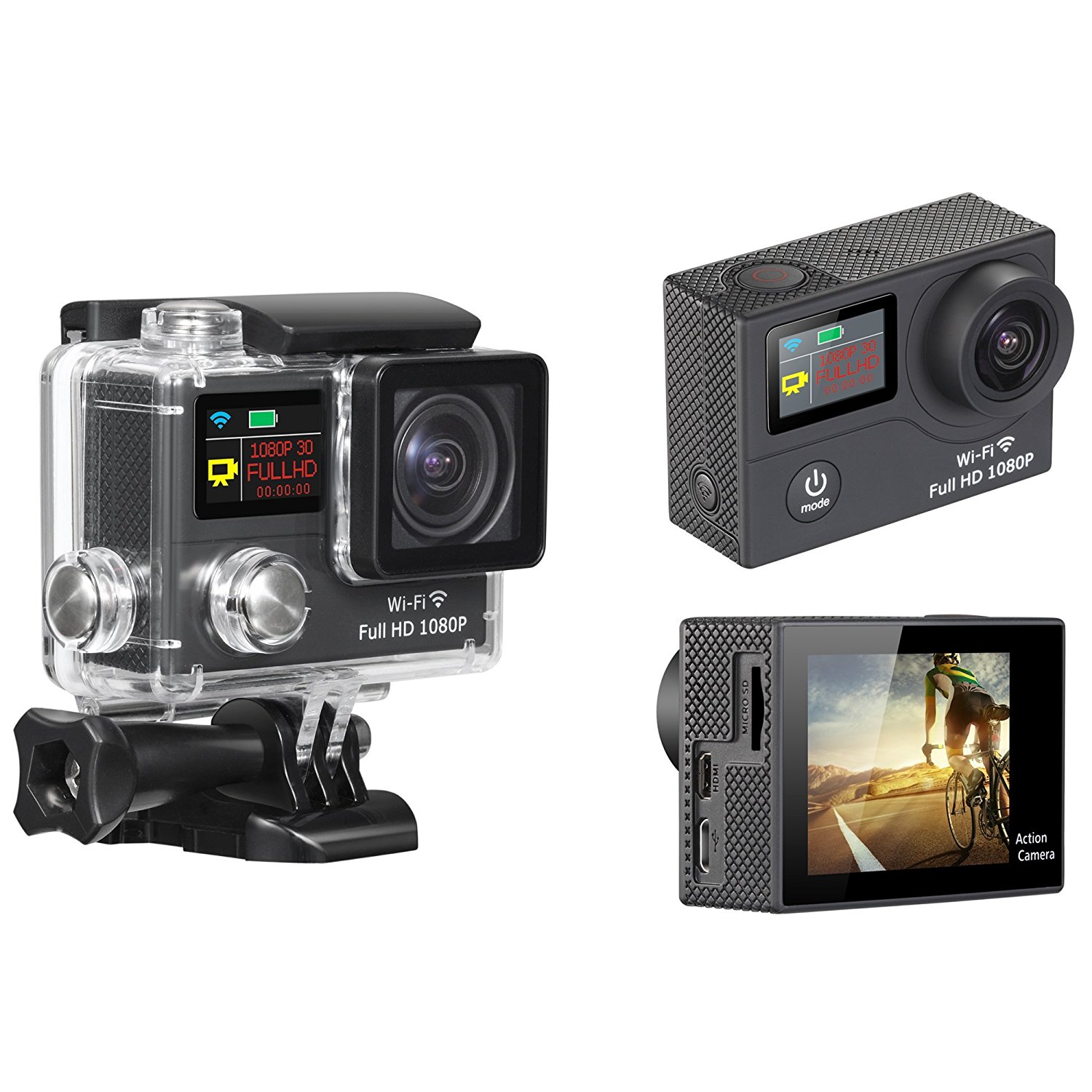 Raynic WiFi Action Camera- Dual Screen Full HD 12MP 170°A+ HD Ultra ...