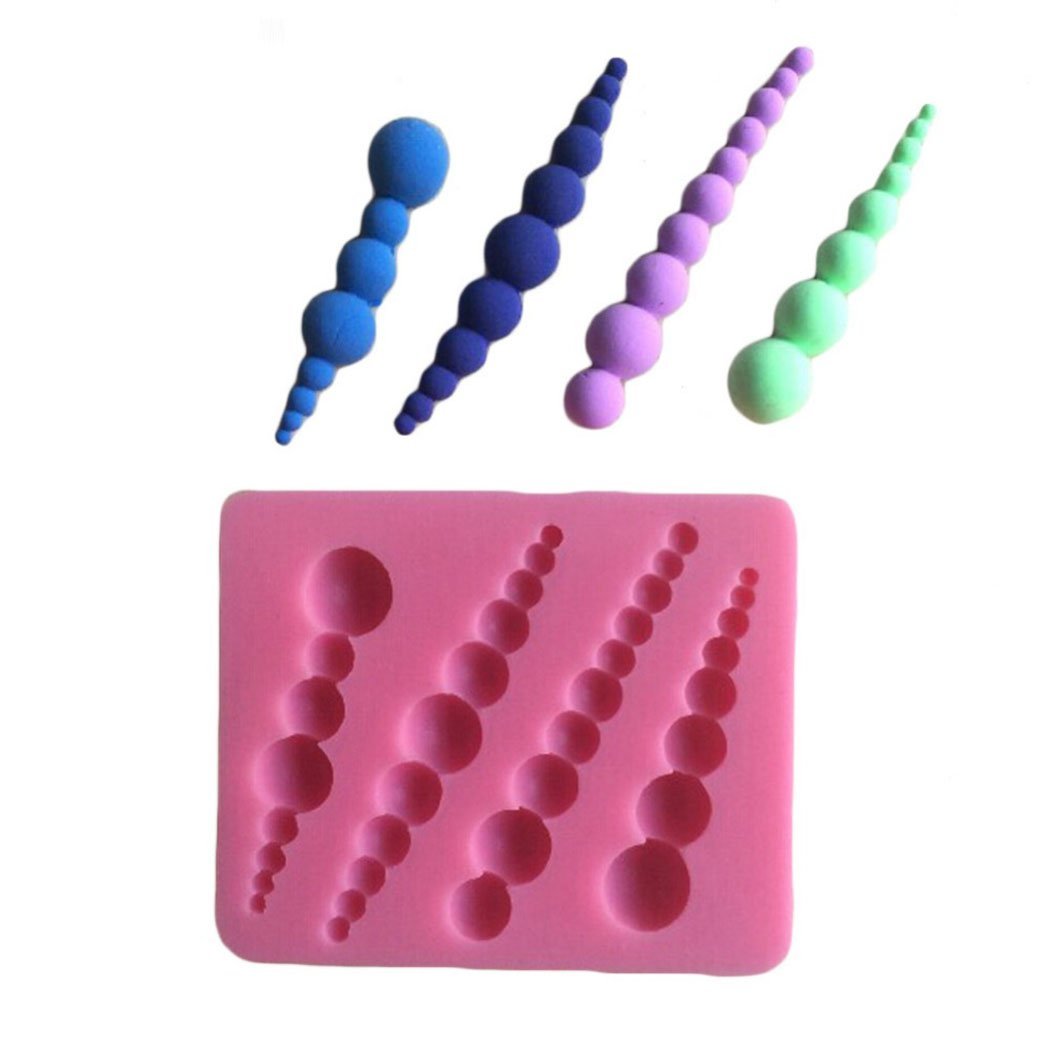 4 Strings Of Pearl Fondant Sugar Paste Bead Mold Clay Chocolate Mould ...