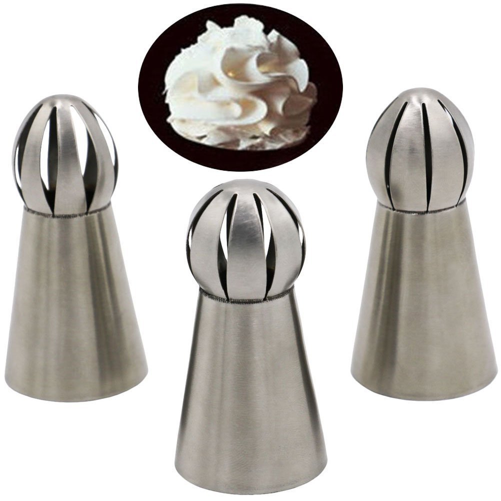Joinor NEW 3pcs Set Sphere Ball Tips Russian Icing Piping Nozzles Tips ...