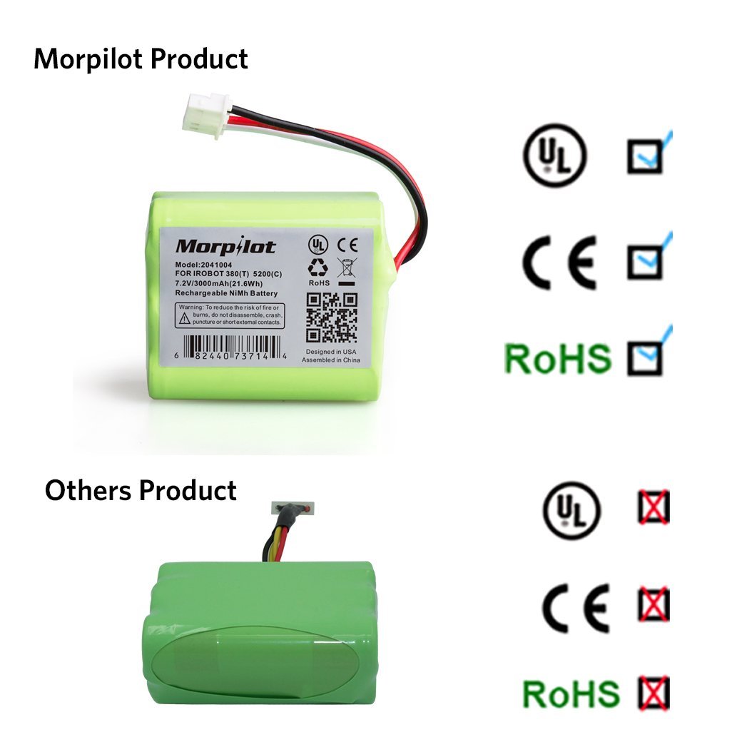 [UL&CE Approved] Morpilot® 2-Pack 7.2V 3000mAh Ni-MH iRobot Vacuum ...