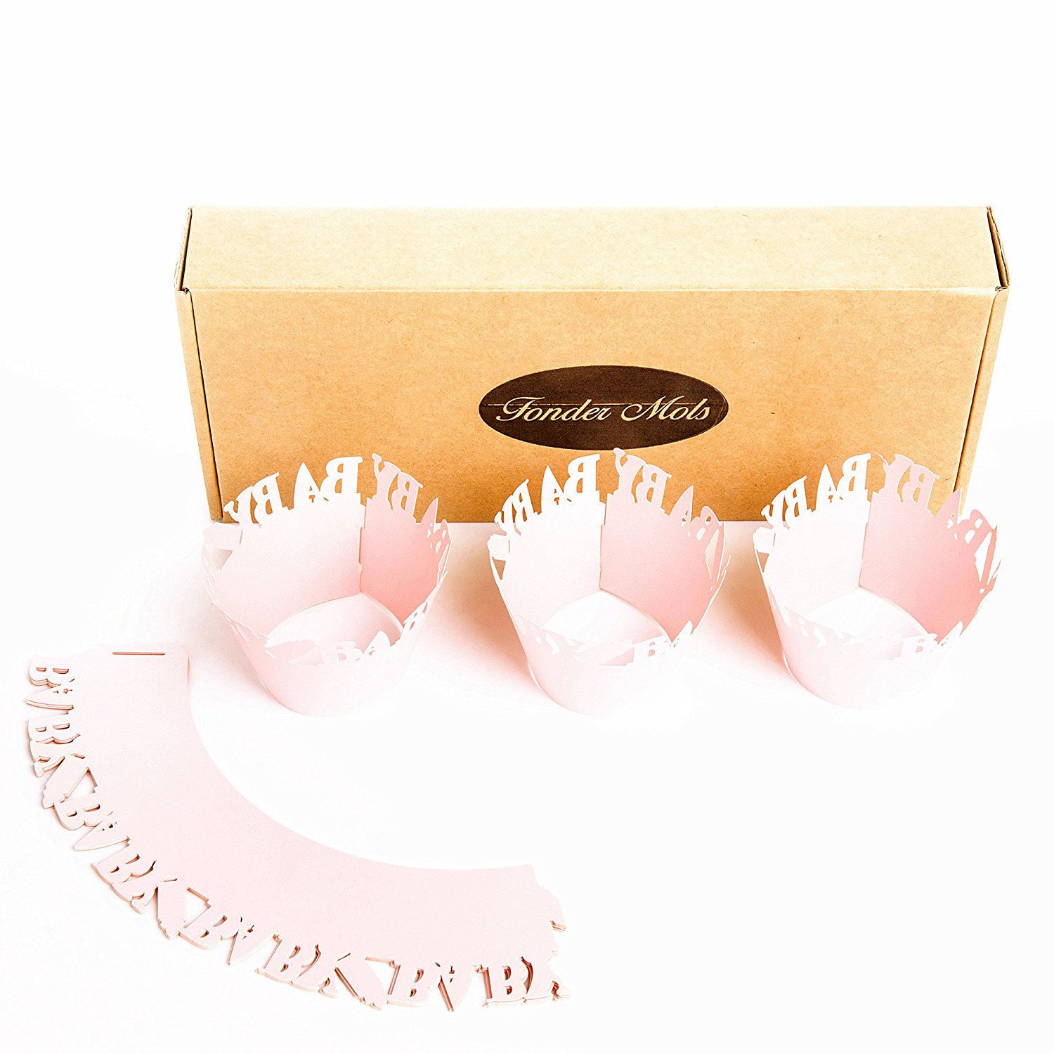 Fonder Mols® "IT'S A GIRL" 120pcs PINK Baby Shower Filigree Pearlescent ...