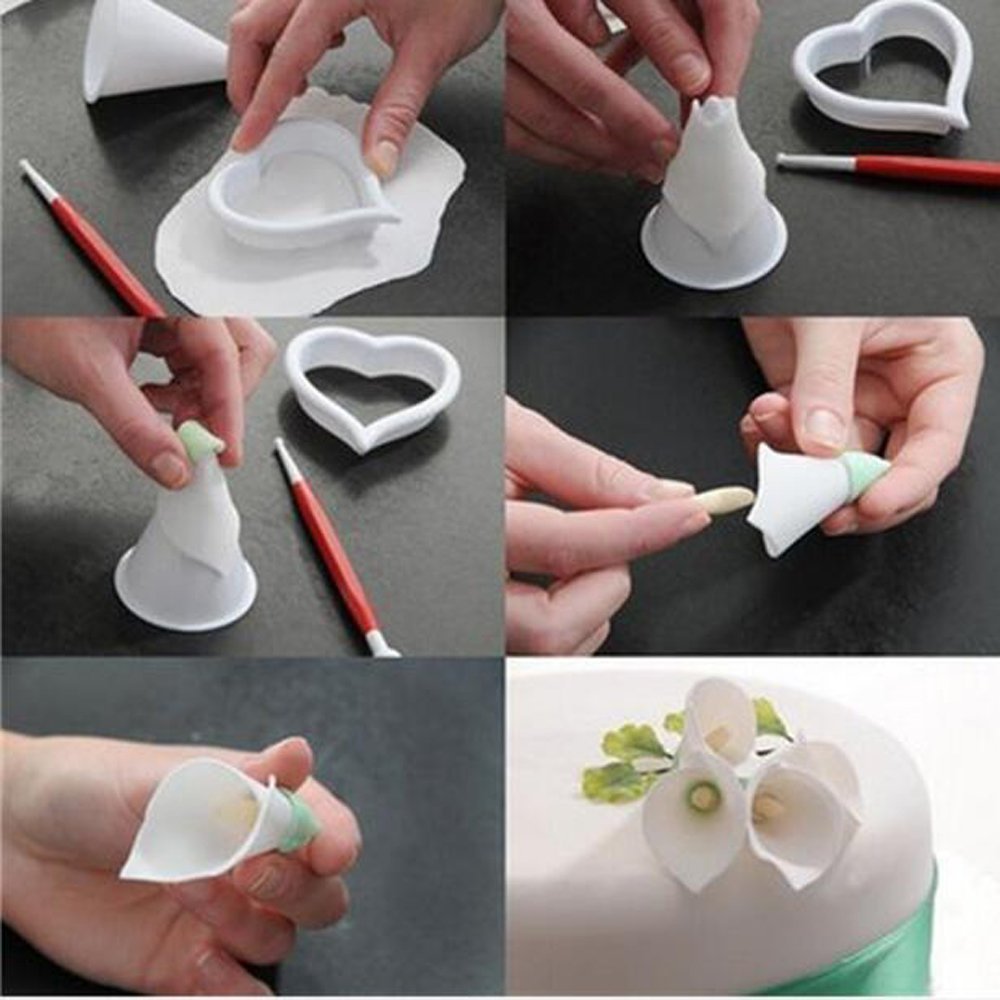 Miki 1316 Calla Lily Former Set 7-pieces Flower Modelling Cutter Gum Paste Flowers Cake ...