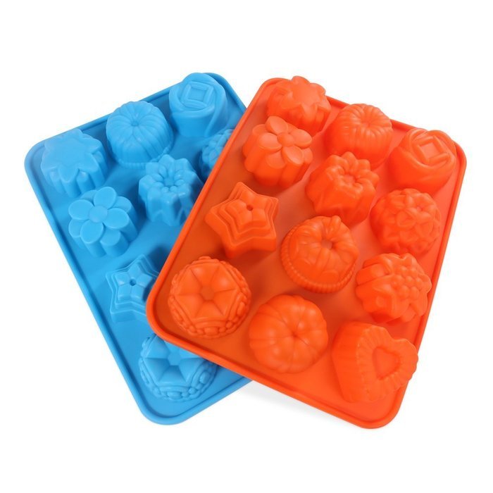 Cake Bread Molds, 2PCS YYP [12 Cavity Multi Shape Mold] Silicone Cake ...