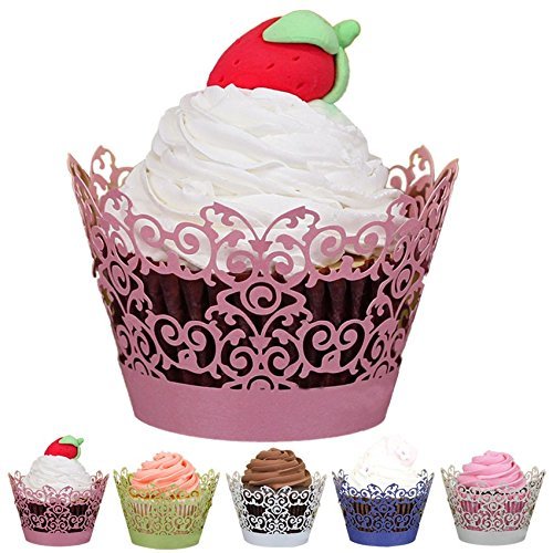 Mikey Store, 50pc New! Lace Laser Cut Cupcake Wrapper Liner Baking Cup ...