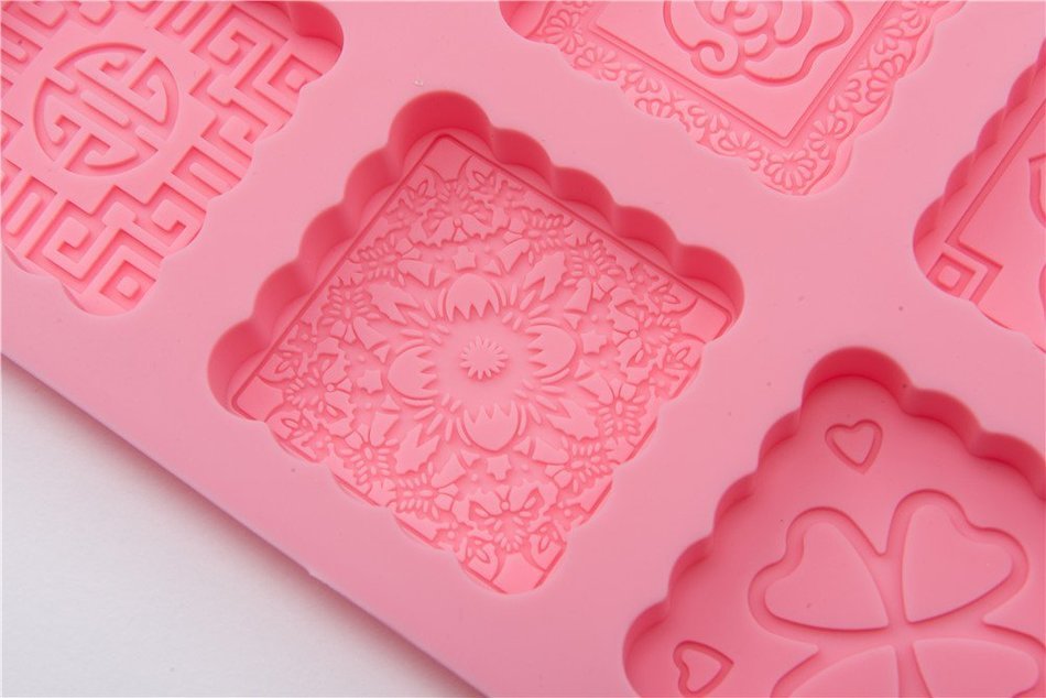 6 Cavity Square Cake Mooncake Mold Handmade DIY Baking Mould with ...