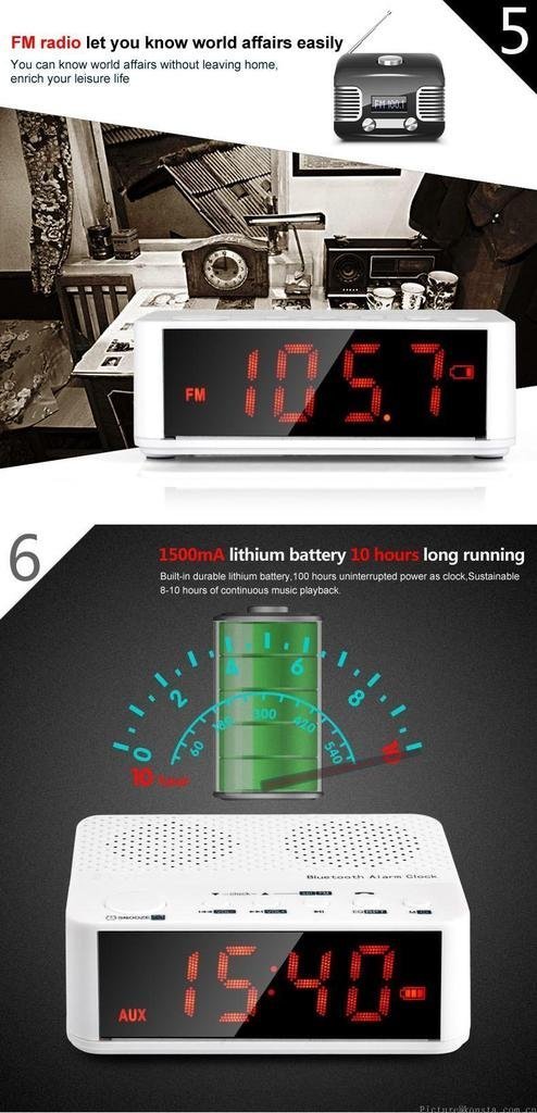 Digital Alarm Clock with Bluetooth Speaker LED Display/FM Radio/Mp3 ...