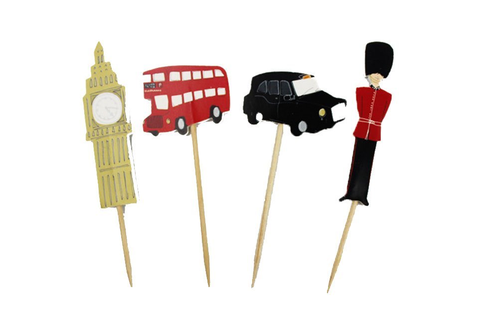 BETOP HOUSE Set of 24 Pieces England Series Decorative Cupcake Topper ...
