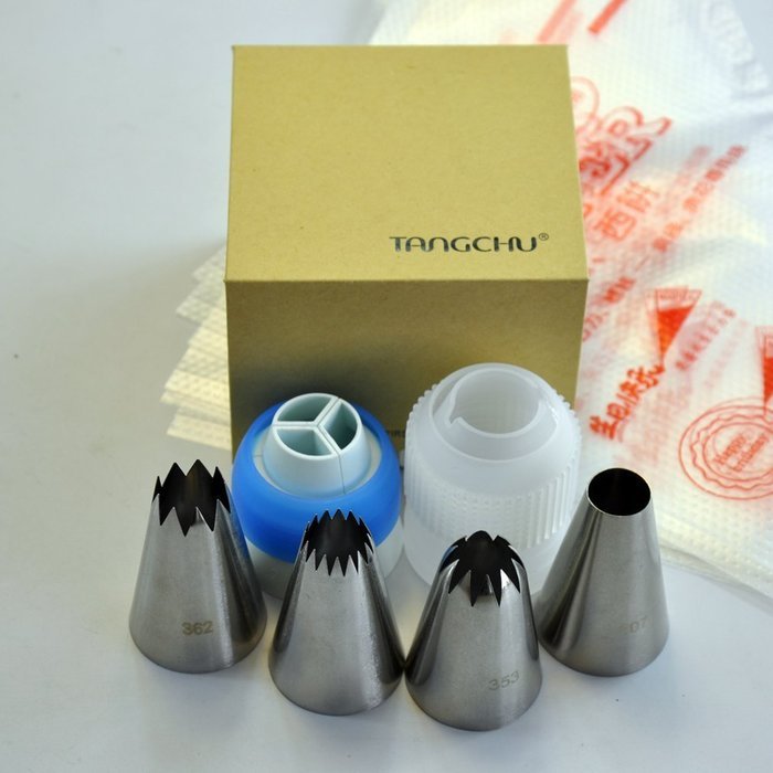 TANGCHU Cupcake Decorating Kit Stainless Steel Tips 11PCS/SET Round ...