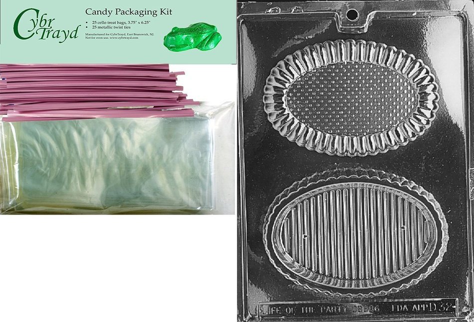 Cybrtrayd D032 Chocolate Candy Mold, Oval Pour Box Dads and Moms N5 ...