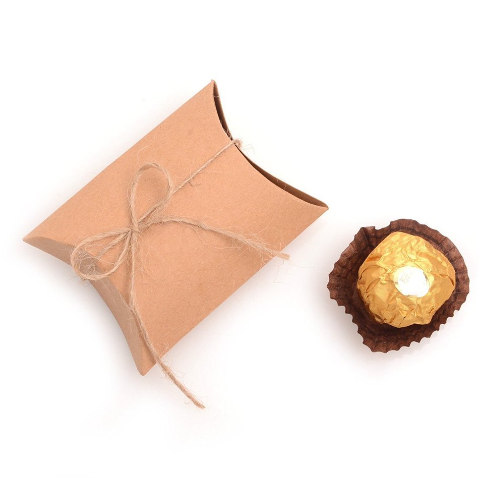 Mandydov 100pcs Anti-Scratch Kraft Paper Pillow Box Gift Candy Box with ...