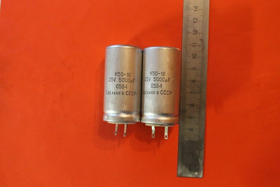 Capacitor oxide electrolytic K50-16 25V 5000uF USSR 2 pcs free image ...