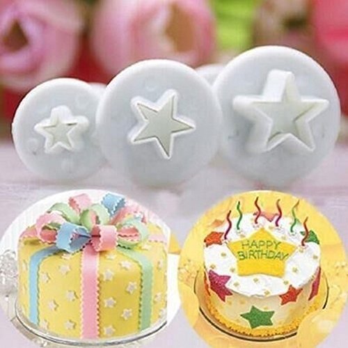 Drhob 3pcs/set Star Plunger Cutter Set Fondant Mold Cutter Sugarcraft ...