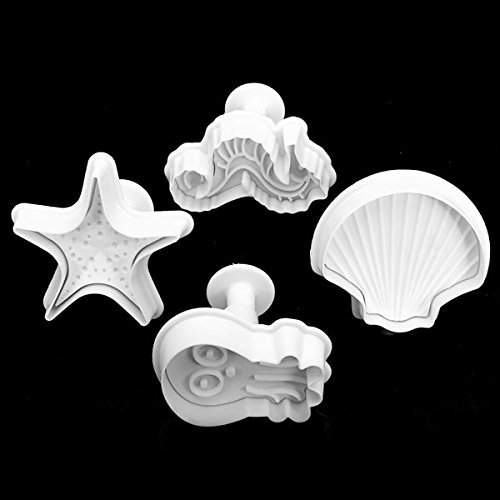 4 Sea Shell Animal Fondant Cake Bread Decorating Sugarcraft Mold Cookie ...