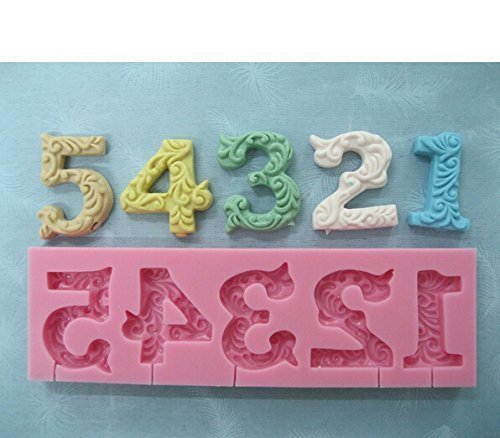 Alphabet Number 0-9 3d Silicone Mold with Lollipop Hole Fondant Cake ...