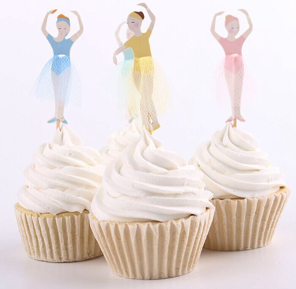 Yunko 48 Ballet Girls Dancers Fun Cupcake Decorative Toppers Cupcake ...