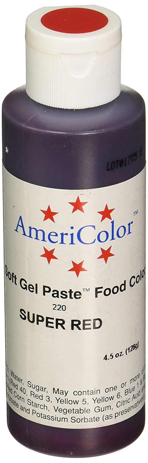 Americolor 133ml Liquid Gel Food Color, 4.5-Ounce, Super Red N2 free ...