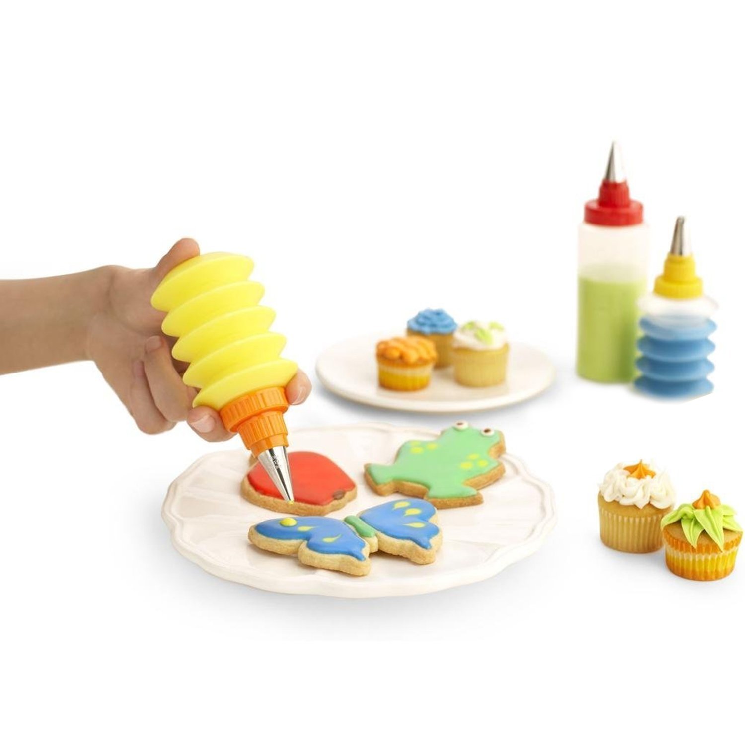 5 PCS Squeeze Bottles + 5 PCS Stainless Steel Piping Mouth + 1 PCS ...