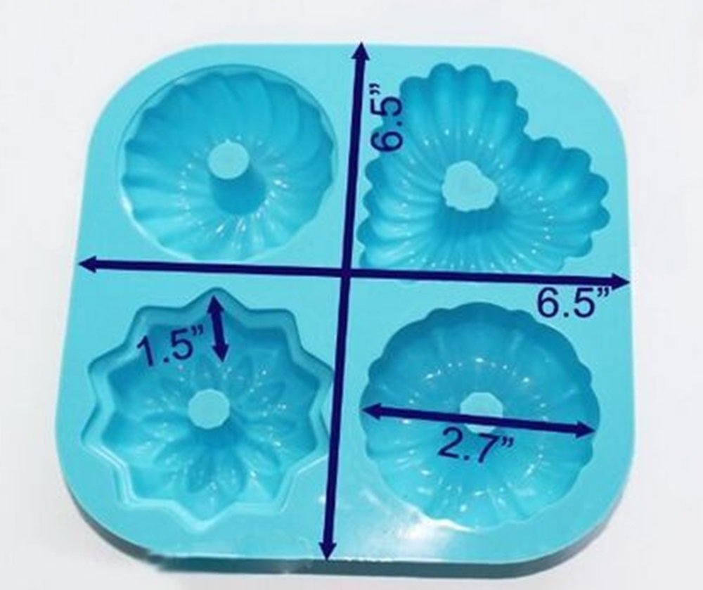 New 4-Cavity Silicone Mini Bundt Cake Pudding Jello Moulds Pan Cupcake ...
