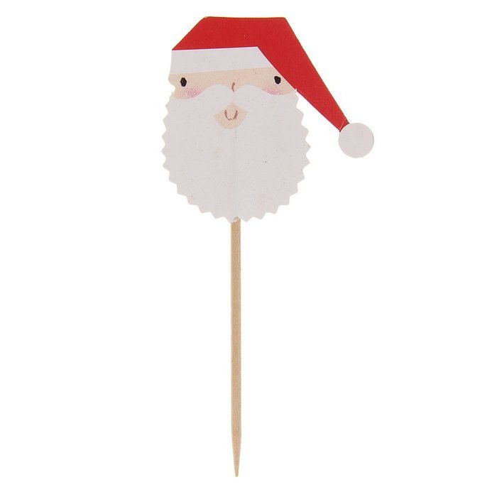 Pack of 24 Christmas Cake Toppers Picks Santa Claus Tree Deer Sock Home ...