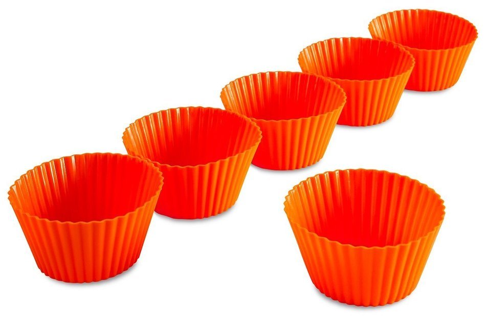 Silicone Baking Cups, - 6 Pack Orange - Cupcake Liners, Muffin Cups ...