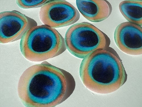 48 round very small 1" Green Edible Decorative Wafer Paper Peacock ...