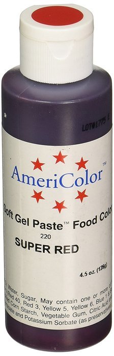 Americolor 133ml Liquid Gel Food Color, 4.5-Ounce, Super Red N2 free ...